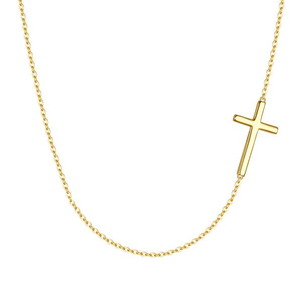 商品名: EVER FAITH 925スターリングシルバー シンプル 横向きクロスペンダント チョーカーネックレス レディース ガールズ EVER FAITH 14K Gold 925 Sterling Silver Simple Clas...