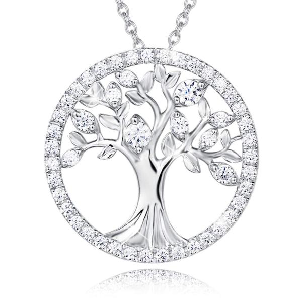 商品名: AGVANAツリーオブライフネックレス、女性925スターリングシルバーネックレスキュービックジルコニアツリーペンダントファインジュエリー女性用ギフトボックス付きの女の子、16"+2"エクステンダー Agvana Sterling ...