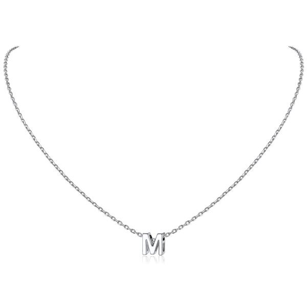 商品名: ChicSilver 925スターリングシルバー イニシャル文字ネックレス ガールズ レディース シルバー/ゴールド 18インチ+2インチ Sterling Silver Necklace for Women Small Init...