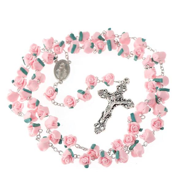 商品名: YWLI Rosario de abalorio cat〓licas, 6 colores, regalos de confirmaci〓n para adolescente, collar de rosa de arcilla ...
