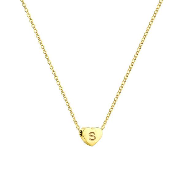 商品名:  Heart Initial Necklace for Women 18K Gold Plated Stainless Steel Tiny Heart Pendant Engraved Letter Necklace Perso...