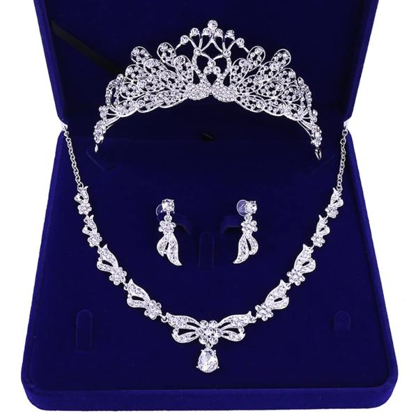 商品名: Cathercing ブライダル ラインストーン クラウン ティアラ クリスタル ネックレス イヤリング セット ウェディング ドレス 輝くヘッドバンド ヘアアクセサリー ウェディング ページェント プロム プリンセス クイーン ...