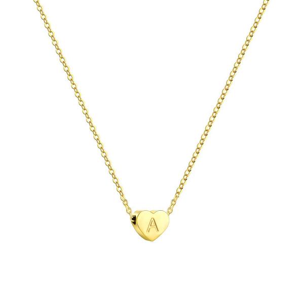 商品名:  Heart Initial Necklace for Women 18K Gold Plated Stainless Steel Tiny Heart Pendant Engraved Letter Necklace Perso...