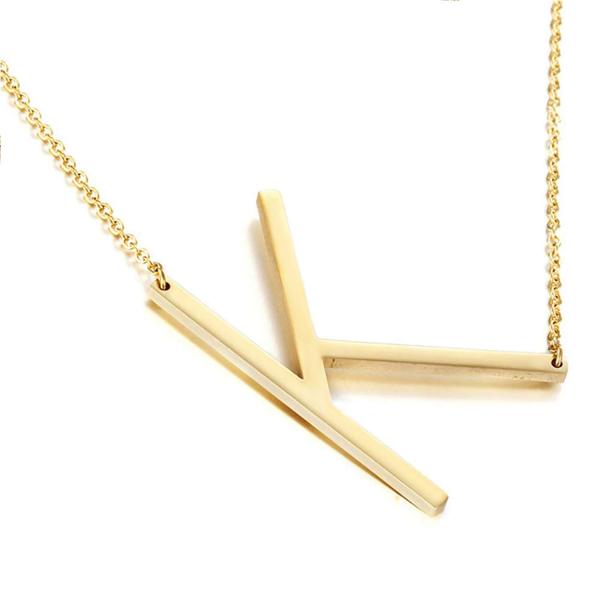 商品名:  Ovian Sideways Large Initial Necklace for Women 18K Gold Plated Stainless Steel Big Letter K Necklace Personalized...