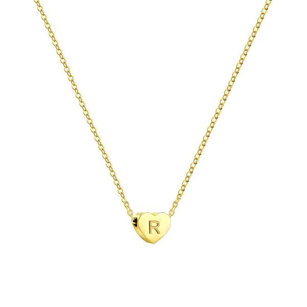 商品名:  Heart Initial Necklace for Women 18K Gold Plated Stainless Steel Tiny Heart Pendant Engraved Letter Necklace Perso...