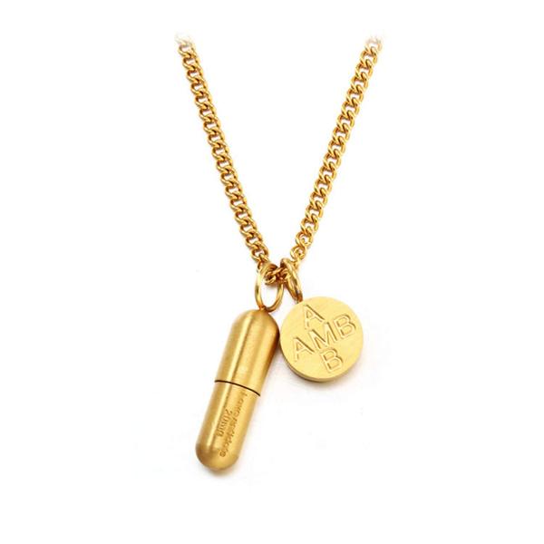 商品名: Linran 小型 開け閉め可能 ピルカプセルペンダントネックレス おもしろいアンチドート 愛の為 ステンレススチールジュエリー ゴールド Linran Small Openable Pill Capsule Pendant Ne...