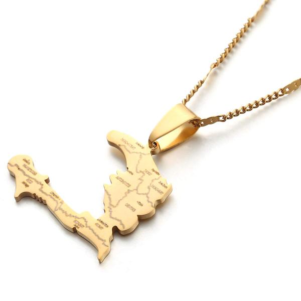 商品名: ハイチ共和国地図ペンダントネックレスチェーンポートAU-プリンスマップジュエリー The Republic of Haiti Map Pendant Necklace Chain Port-AU-Prince Map Jewelr...