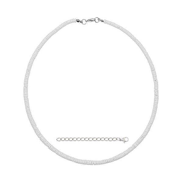 商品名: ホワイトプカシェルネックレス 男性用貝殻ネックレス クラムチップビーズ付き 女性用ビーチプーカ VSCO チョーカー ハワイアン ヘイシ プーカ サーファーチョーカー ビーチプーカビーズ サマーネックレス, 本物の貝殻, 宝石なし...