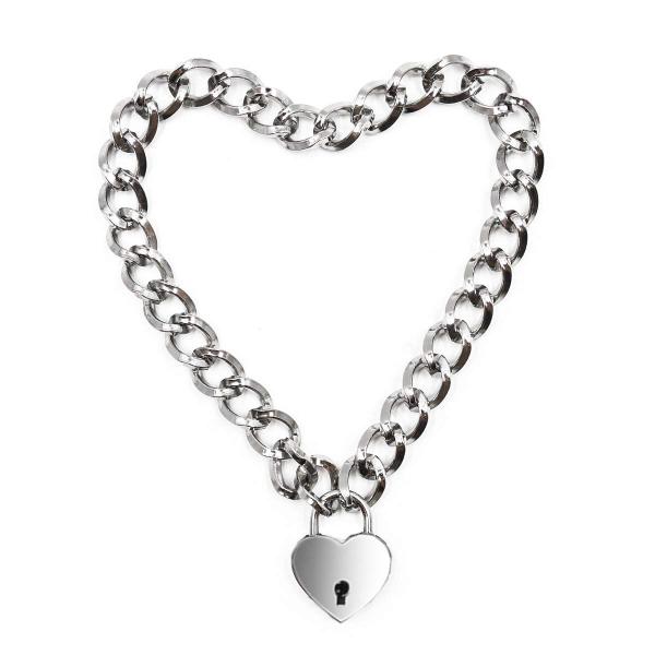 商品名: Lover Heart 南京錠ネックレス メタル南京錠 襟チョーカー メンズ レディース ロックと鍵付き, 16, 金属 LEWECEEO Lover Heart Padlock Necklace Metal Padlock Co...