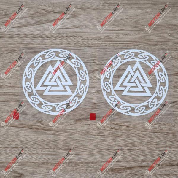 商品名: 3S MOTORLINE 2X ホワイト 4インチ Valhala Valknut デカールステッカー オーディン バイキング 北欧 車 ビニール 丸型 2X White 4'' Valhalla Valknut Decal St...