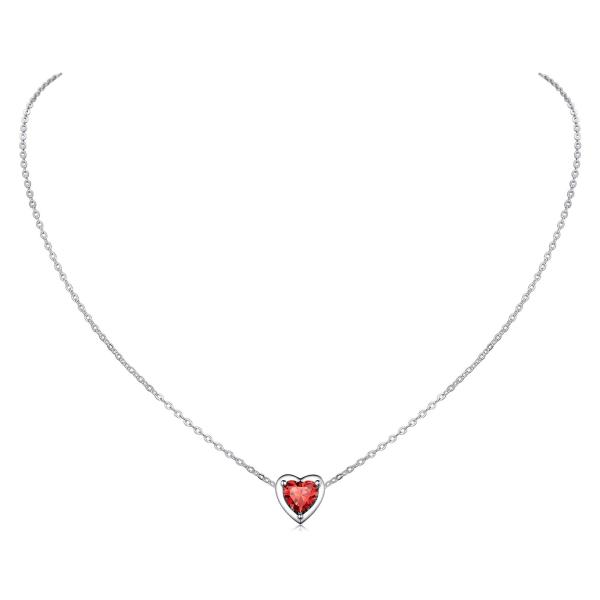 商品名: ChicSilver 小さなハートネックレス/イヤリング - 925スターリングシルバー 12ヶ月誕生石ジュエリー ハンドメイド 優美なパーソナライズギフト レディース ガールズ ギフトボックス付き ChicSilver Red ...