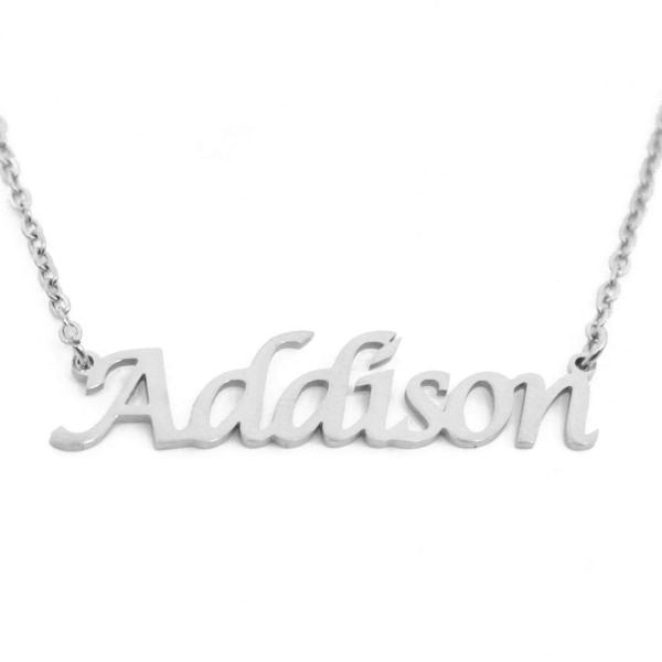 商品名: ADDISON カスタムネームネックレス シルバー Kigu Addison Name Necklace Personalized 18ct Silver Tone Dainty Necklace - Jewelry Gift W...