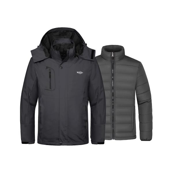 商品名: Wantdo メンズ 防水 3イン1 スキージャケット フード付き ウィンドブレーカー 暖かいコットンコート US サイズ: Small カラー: グレー wantdo Men's Ski Jacket Snow Winter P...