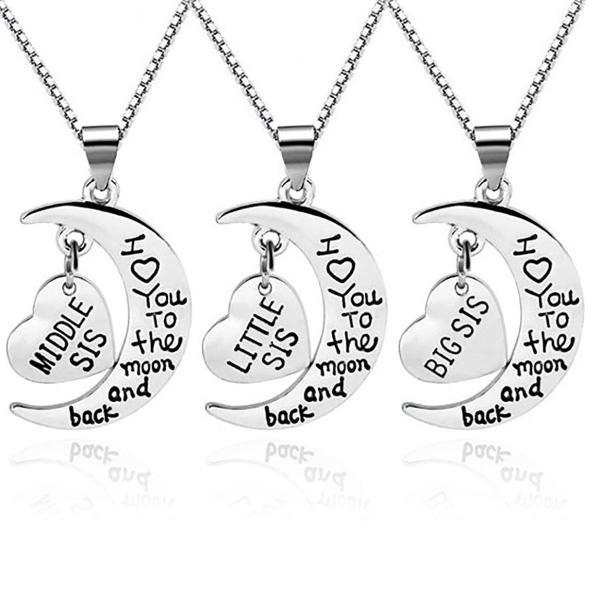 商品名:  SNOWLIN 3 Sisters Pendant Necklace Bracelets Set for Big Sis Middle Sis Little Sis Family Jewelry (A:3 Sisters Nec...
