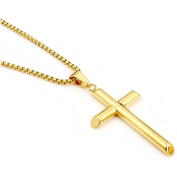 商品名: KWALITY ファイン18Kラウンドボックスチェーンスタイル クロスペンダント ゴールド メンズ レディース ネックレス ジュエリー 薄型 チャーム用 ソリッドクラスプ (20.00インチ) KWALITY Fine 18K R...