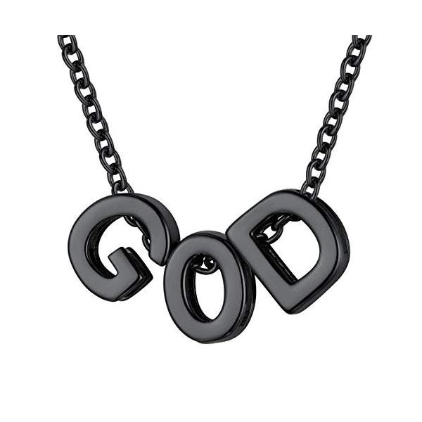 商品名:  FOCALOOK Tiny Initial Necklace, 2-3 Letters Customizable Black Color Stainless Steel Initial Necklace Dainty Perso...