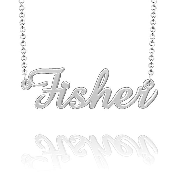 商品名:  LoEnMe Jewelry Personalized Fisher Name Necklace Stainless Steel Silver Plated Custom Made of Last Name Gift for W...