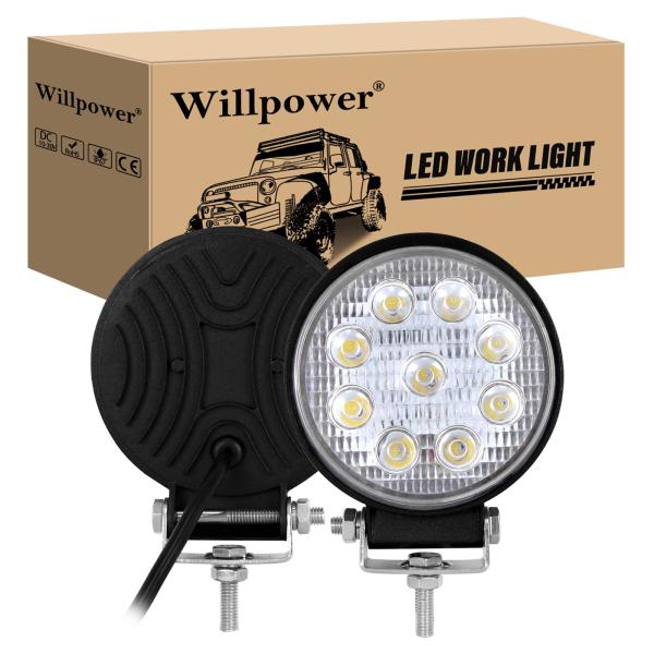 商品名:  Willpower 2pc 4 inch 27W Led Pods Flood Offroad Driving Lights 12V 24V Waterproof Fog Lamps Led Work Light for Tru...
