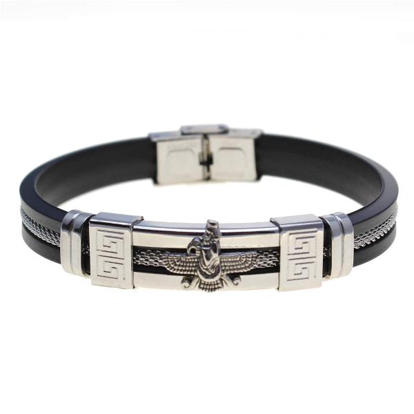 商品名: メンズ シルバー Farvahar Faravahar ブレスレット ペルシャギフ ペルシャアート, One Size, ゴム Mens Silver Farvahar Faravahar Bracelet Persian Gif...