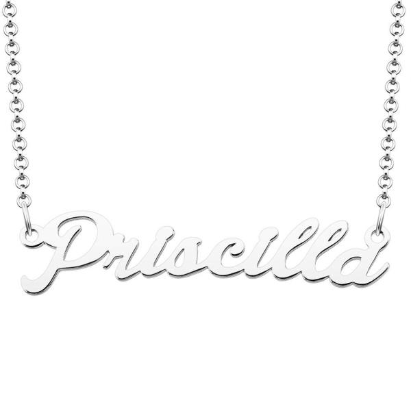 商品名: LoEnMe Jewelry 名前入りネックレス カスタムメイド スターリングシルバー パーソナライズ ギフト 女性 女の子 カップル シルバー LoEnMe Jewelry Silver Plated Priscilla Nec...