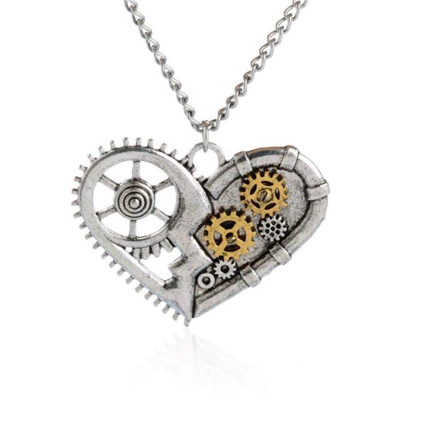 商品名:  Ailiessy Love Heart Steampunk Necklace Choker Halloween Vintage Steam Gear Heart Pendant Necklace for Women Girls ...