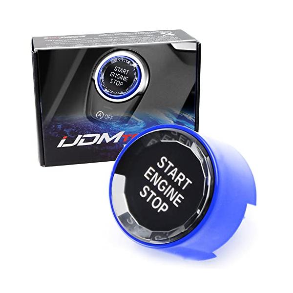 商品名: iJDMTOY クリスタルダイヤモンド反射エンジンプッシュスタートボタン ブルートリム付き BMW F/Gシャーシコード2 3 4 5 7シリーズ対応 X1 X2 X3 X4 X5 X6 自動スタート/ストップ機能付き iJDMT...