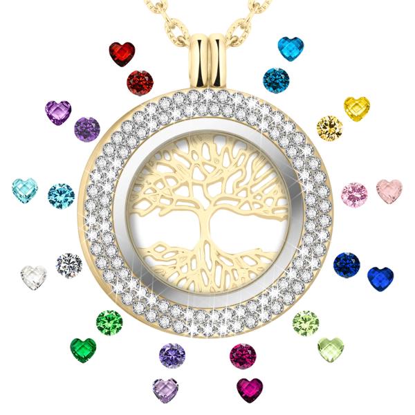 商品名: I Love You to The Moon and Back ファミリーツリーオブライフ フローティングチャーム メモリーロケットネックレス 誕生石付き ゴールド CHICNOW Family Necklaces for Wom...