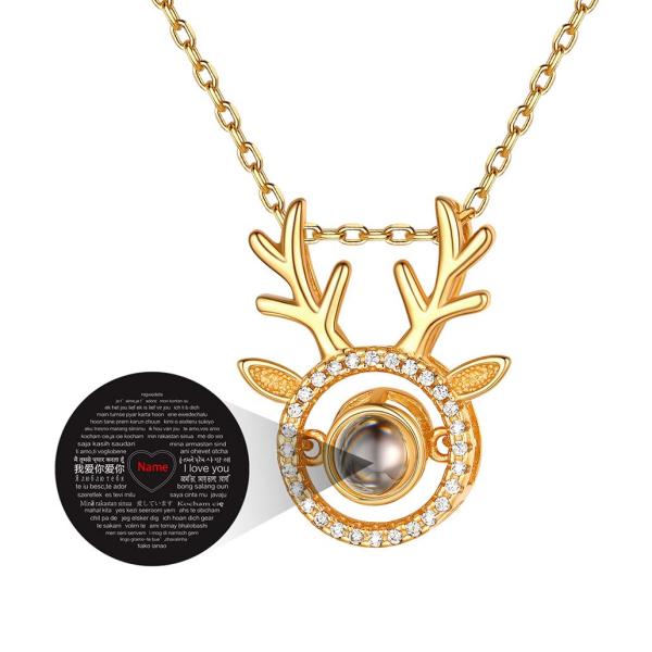 商品名:  Silvora 18K Gold Customized I Love You Necklace Inscribed in 100 Languages Projective Necklace,Nanotechnology Jewe...