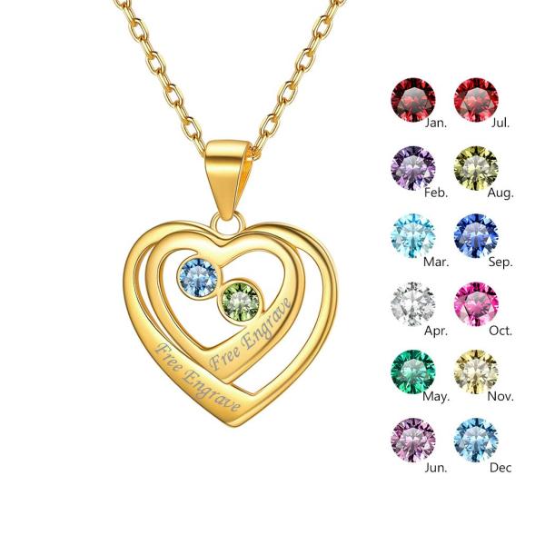 商品名:  Silvora Personalized Name Necklace Woman Heart Pendant Couple Friends Birthstone Jewelry S925 18K Gold Gift Valent...