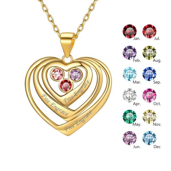 商品名:  Silvora Personalized Name Necklace Woman Heart Pendant Family Friends Birthstone Jewelry S925 18K Gold Gift Valent...