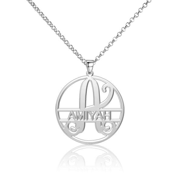 商品名:  Moonlight Collections 25mm Amiyah Necklace Name Necklace Monogram Script Letter Custom Jewelry(14"-18" Chain) Silv...