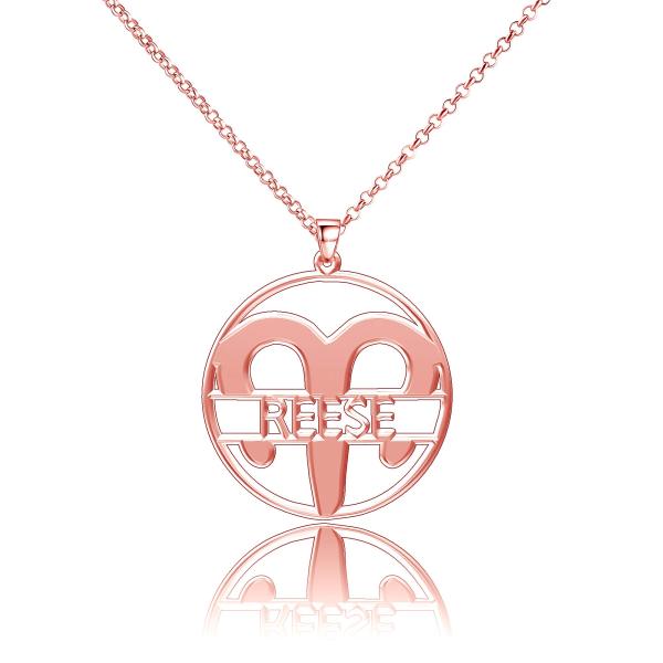 商品名: LoEnMe Jewelry シルバーメッキ カスタム 牡羊座 文字 レディース スターリングシルバー ハムサ レザー イニシャル パーソナライズネックレス ピンク LoEnMe Jewelry Rose Gold Plated ...