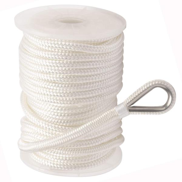 商品名: NovelBee 3/8インチ X 50フィート ダブルブレイド ナイロンアンカーライン ステンレススチールシンブルとプラスチックチャック付き NovelBee 3/8 Inch X 50 Feet Double Braid Ny...
