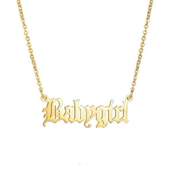 商品名: JIAHATE 女の子の赤ちゃん用ネックレス 名前入りペンダントネックレス 古い英語のフォントカスタムハンドメイドネックレス ジュエリーギフト 女の子と女性向け ゴールド JIAHATE Baby Girl Necklace,Pe...