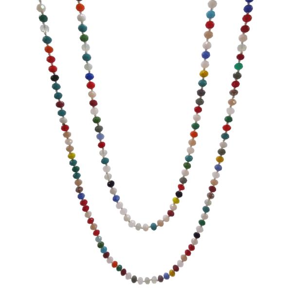商品名:  SWEETRAINBOWN Colored Glass Beaded Sweater Necklace,Long Endless Handmade Strand Necklace Knotted Jewelry Costume ...