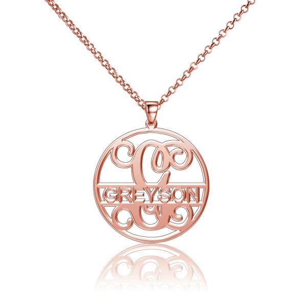 商品名:  Moonlight Collections 25mm Greyson Name Necklace Silver Name Necklace Christmas Gift Necklace(14"-18" Chain) Rose ...