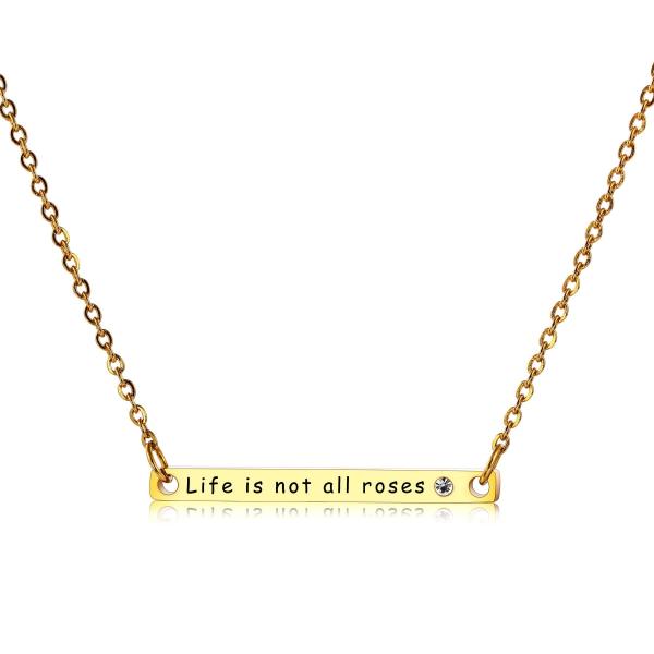 商品名: MeMeDIY バーネックレス 水平ステンレススチールペンダント レディース ガールズ ガールフレンド 名前/日付/コーディネートの刻印 チョーカー 誕生石ネックレス 調節可能なチェーン付き M ゴールド MeMeDIY Pers...