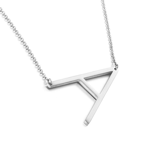 商品名: MEMGIFT 大きな文字ネックレス ステンレススチール イニシャルペンダント ベストフレンド ジュエリー ガールズ レディース 彼女 誕生日 クリスマス, 金属, NA Big Letter Necklace Stainless...