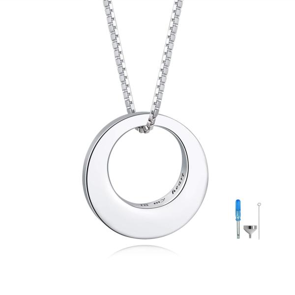 商品名: Jinlou 遺灰用サークルオブライフ 骨ネックレス - 925スターリングシルバー Always in My Heart スターリングシルバー 火葬骨壺ペンダント エタニティ メモリアルネックレス レディース, 金属, キュービ...