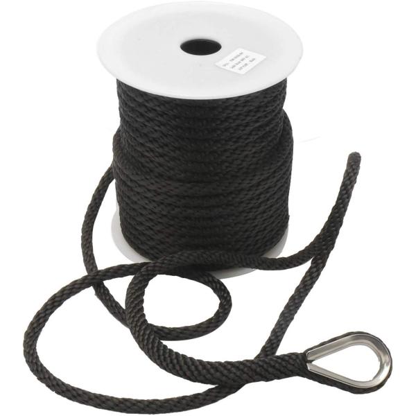 商品名: NovelBee 3/8インチ 50フィート プレミアムソリッドブレイドMFPアンカーラインアンカーロープ ステンレススチールシンブル付き NovelBee 3/8 Inch 50Feet Premium Solid Braid ...