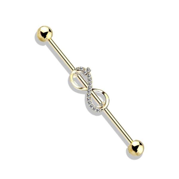 商品名:  Covet Jewelry CZ Paved Infinity 316L Surgical Steel Industrial Barbells (Gold/Clear)ブランド: Covet Jewelry高さ: 6.1976c...