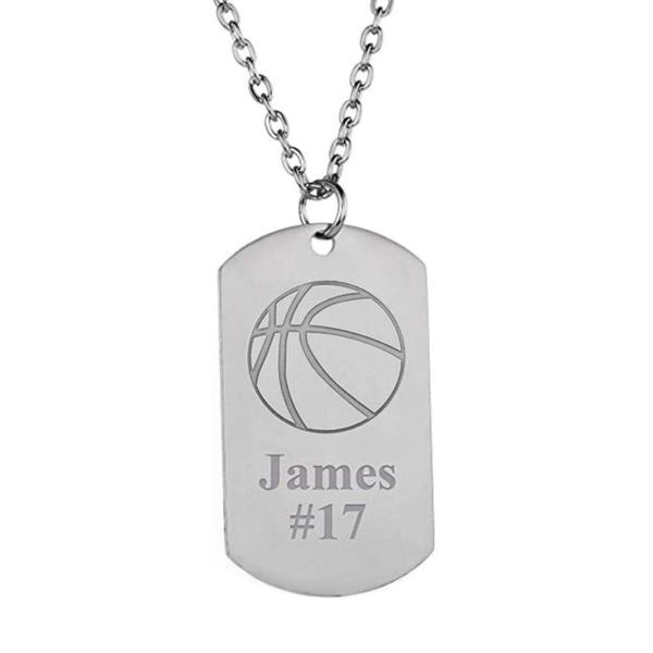 商品名:  Suxerlry Personalized Dog Tag Engraved Stainless Steel Basketball Necklace Custom Name and Number (Silver)ブランド: Su...