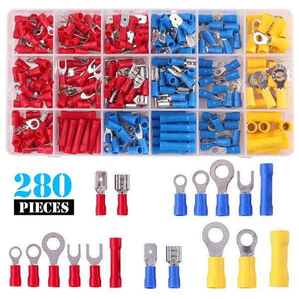 商品名: Kinstecks 280個 電気ワイヤコネクタ 絶縁ワイヤクリンプ端子 リングフォーク スペードバットコネクタセット 混合詰め合わせキット 自動車 オートバイ ボート 電動機器用 Kinstecks 280PCS Electri...