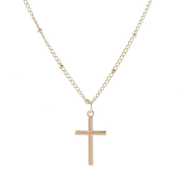 商品名: SPLS クロスペンダントネックレス レディース ティーンガールズ God Jewelry Simple Tiny Beaded Cross Necklace Baptism First Communion Birthday Va...