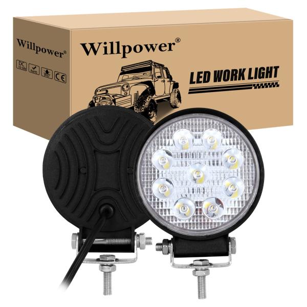 商品名:  Willpower 2pc 4 inch 27W Led Pods Spot Offroad Driving Lights 12V 24V Waterproof Fog Lamps Led Work Light for Truc...