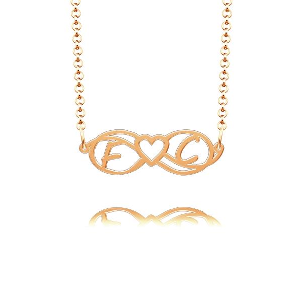 商品名: Infinite Memories スターリングシルバー製 ラブハート インフィニティ イニシャル モノグラム カスタマイズ可 どんな名前でもネックレスギフト カップルに ゴールド Infinite Memories Love H...