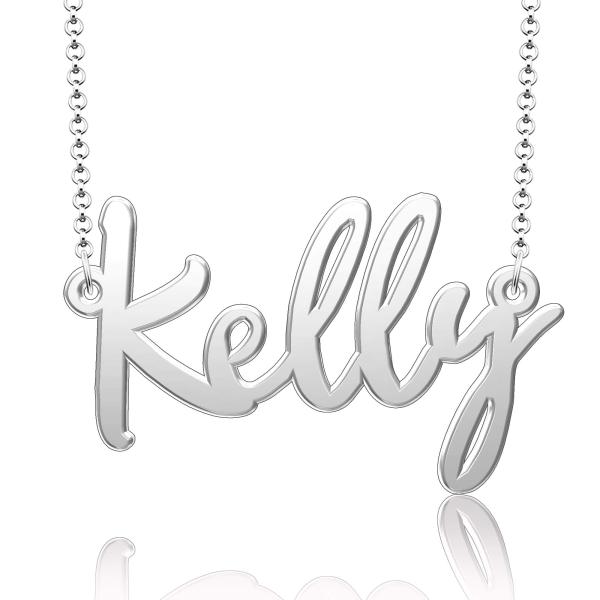 商品名:  CLY Jewelry 925 Sterling Silver Silver Plated Kelly Necklace Custom Made with Customized Cursive Script Personaliz...