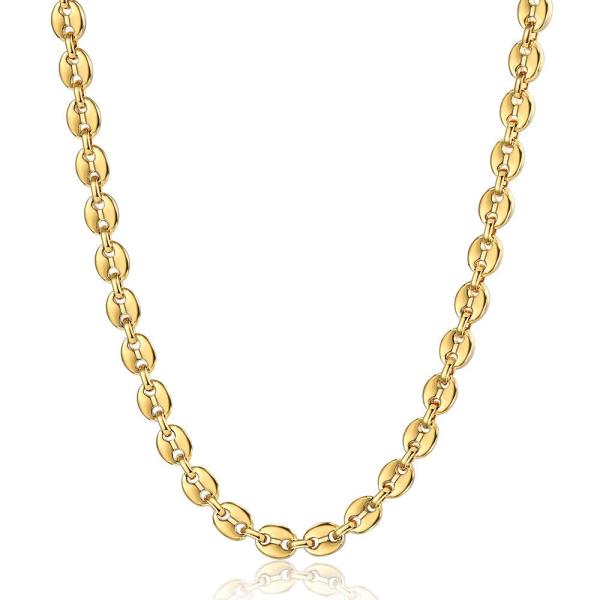 商品名: Trendsmax 7mm コーヒー豆リンクチェーンネックレス ゴールドメッキ ステンレススチール ツイストロープチェーン メンズ レディース ヒップホップ ラッパーネックレス Trendsmax 7mm Coffee Beans...