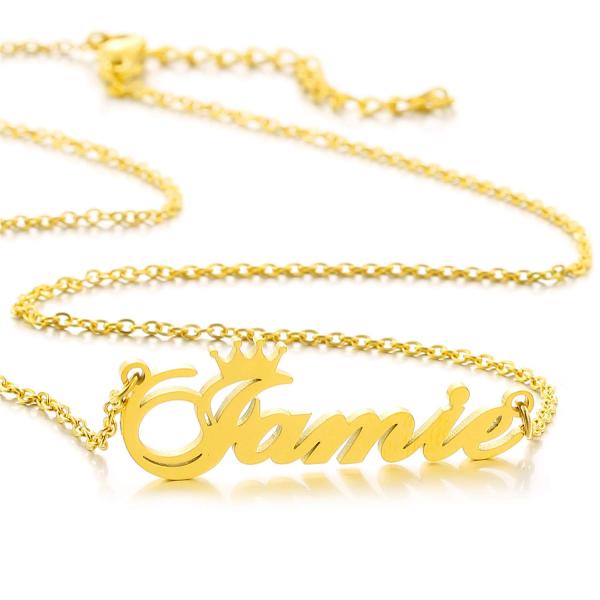 商品名:  RWQIAN Jamie Name Necklace Personalized Customized Gold Name Pendant Necklace Letter Name Necklace Chain Stainless...