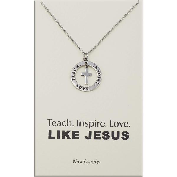商品名: Joyfulle サークルペンダント クロスネックレス付き 愛のインスピレーションを教える 宗教ジュエリー 教師への感謝のギフト インスピレーションを与えるグリーティングカード付き Joyfulle Circle Pendant ...